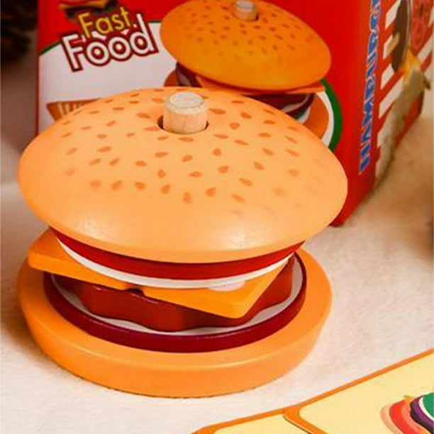 SUWHWEA Pretend Play Food Sets for Kids,Kitchen Toys,Wooden Hamburger ...