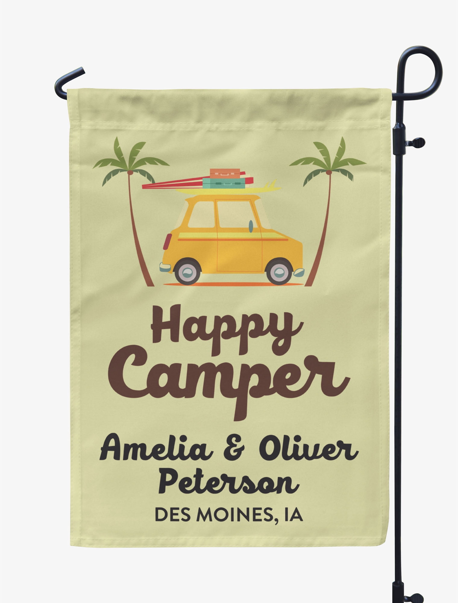 Printtoo Tan Happy Camper Family Camping Car CampingFlagCustom ...