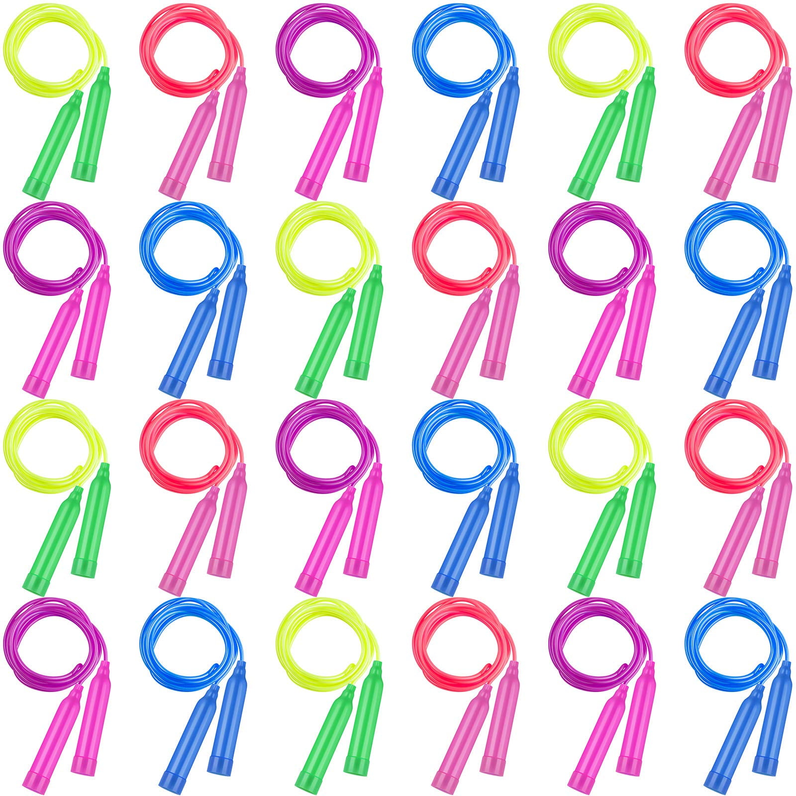 Elcoho 24 Pack Colorful Jump Rope Set Adjustable Plastic Jump Rope ...