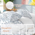3 Piece Light Blue Flower Duvet Cover Set Queen Size,Microfiber ...