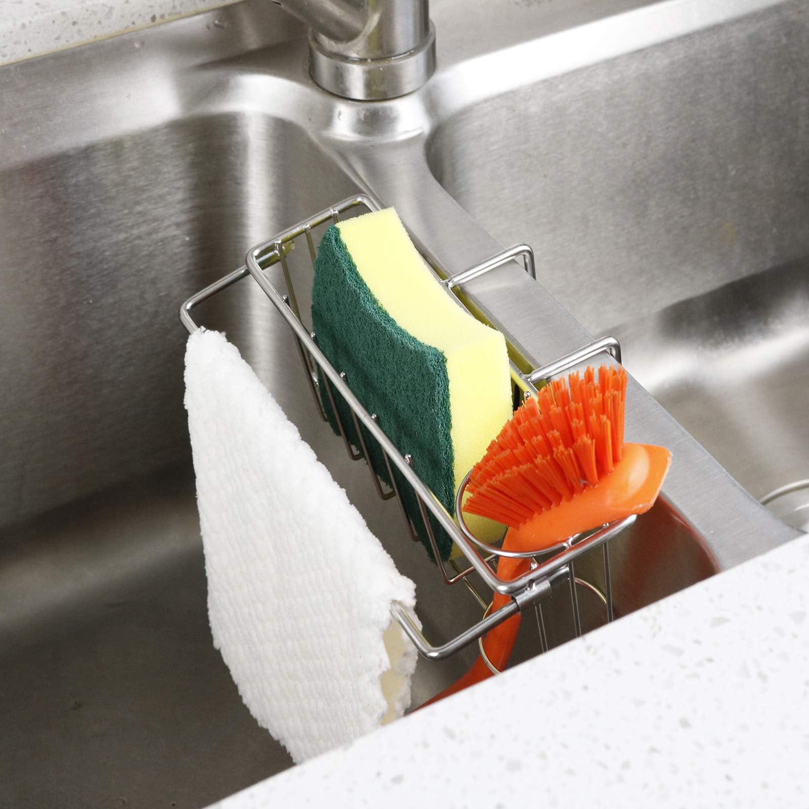 Sponge Holder for Sink Caddy – Kitchen Sink Sponges Holder, 3 in 1 ...