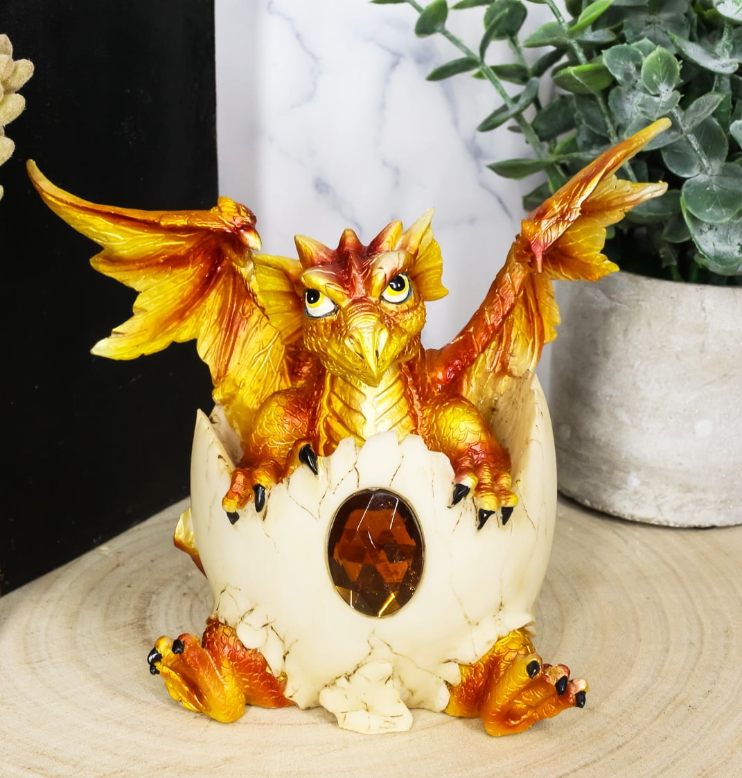 November Birthstone Dragon Egg Statue 4.25"Tall Orange Topaz Dragon ...