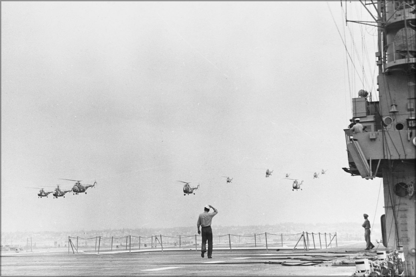 24"x36" Gallery Poster, Navy Sikorsky HO4S helicopters USS Badoeng ...