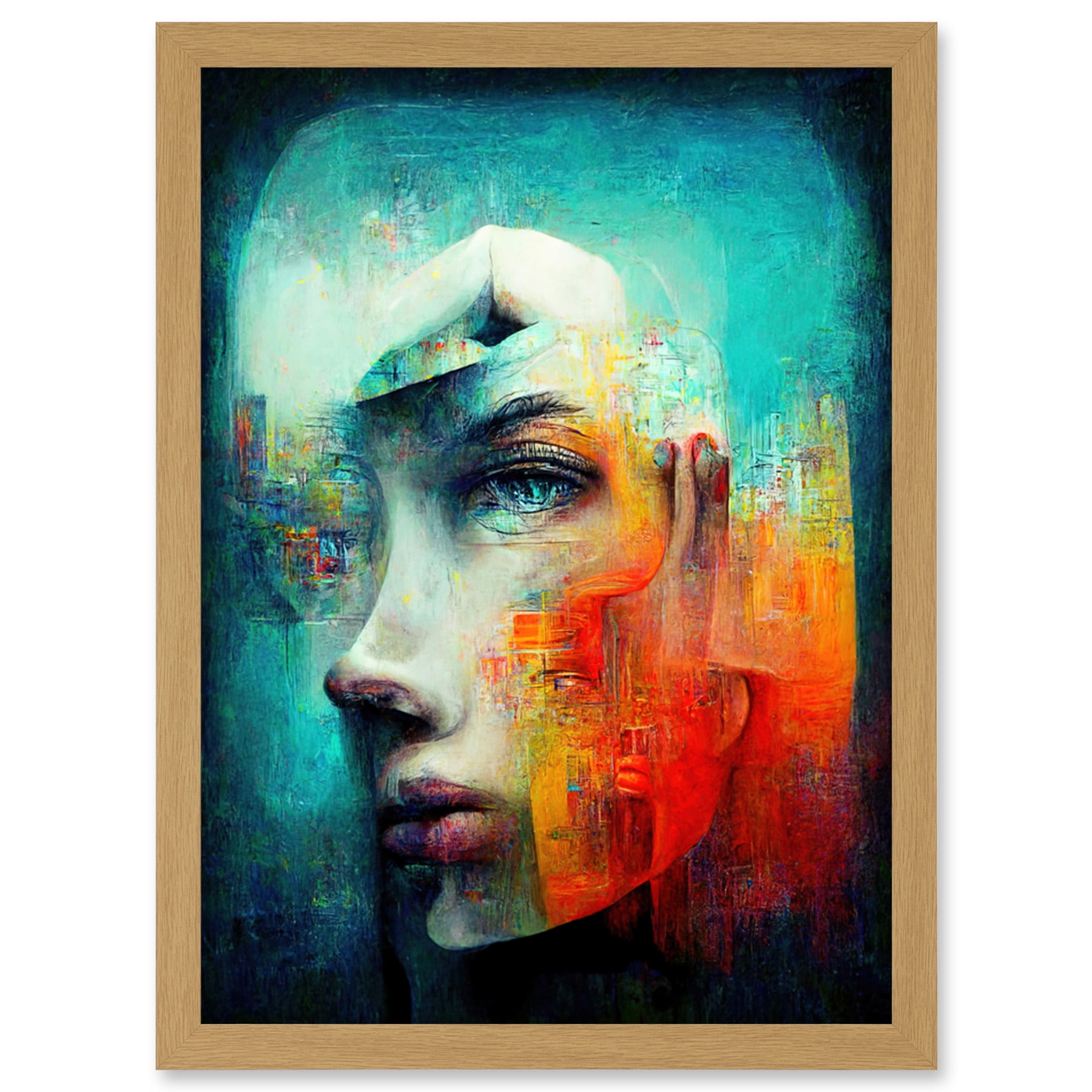 Modern Abstract Portrait Lost In Thought Artwork Framed Wall Art Print ...