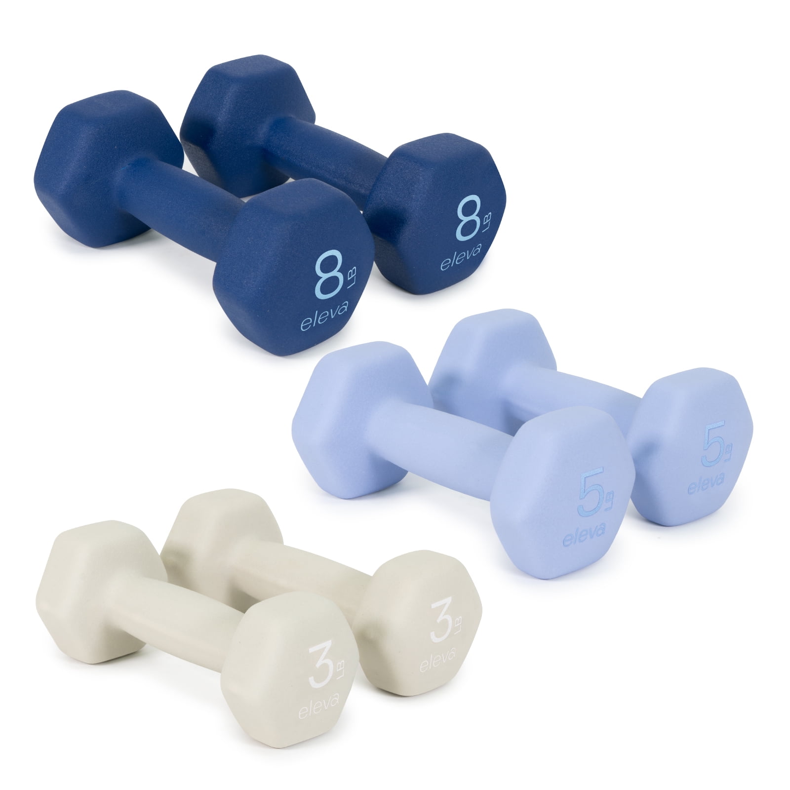 Set De Mancuernas Hexagonales ELEVA ELEVA-SS358 De 6 Piezas 3 5 y 8 Lb ...
