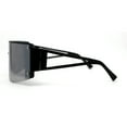 Oversize Shield Flat Top Half Rim Sunglasses Black Silver Mirror ...