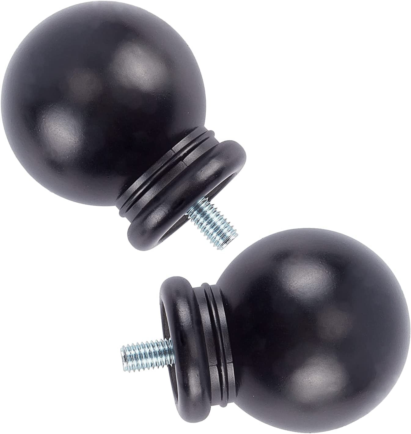 2PCS Round Curtain Rod Finials Drapery Pole Ball End Black Replacement ...