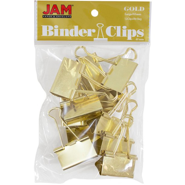 JAM Binder Clips Gold Binderclips 12 Pack Large 41mm Walmart jam-binder-clips-gold-binderclips-12-pack-large-41mm-walmart