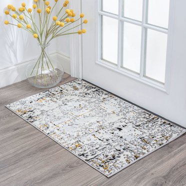 Contemporary 8x10 Area Rug (7'11'' x 10'3'') Abstract Yellow, Gray ...