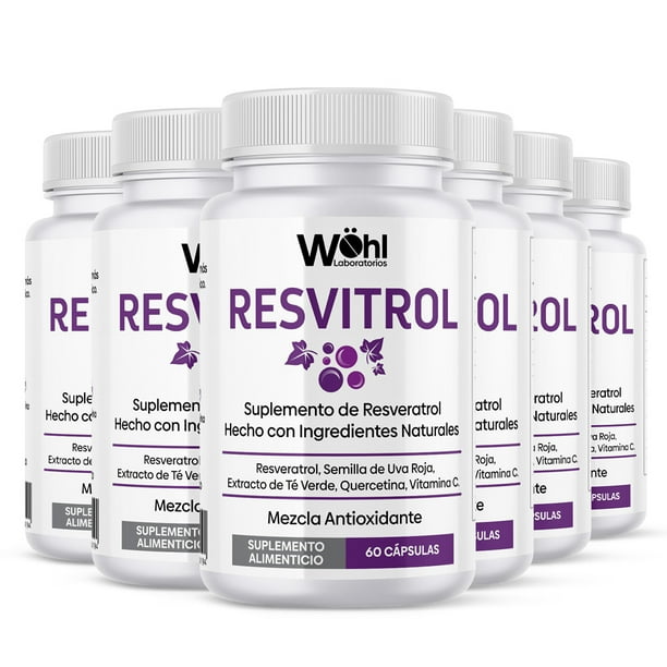 Pack 6 Frascos Resvitrol Laboratorios Wöhl Suplemento de Resveratrol 60 ...