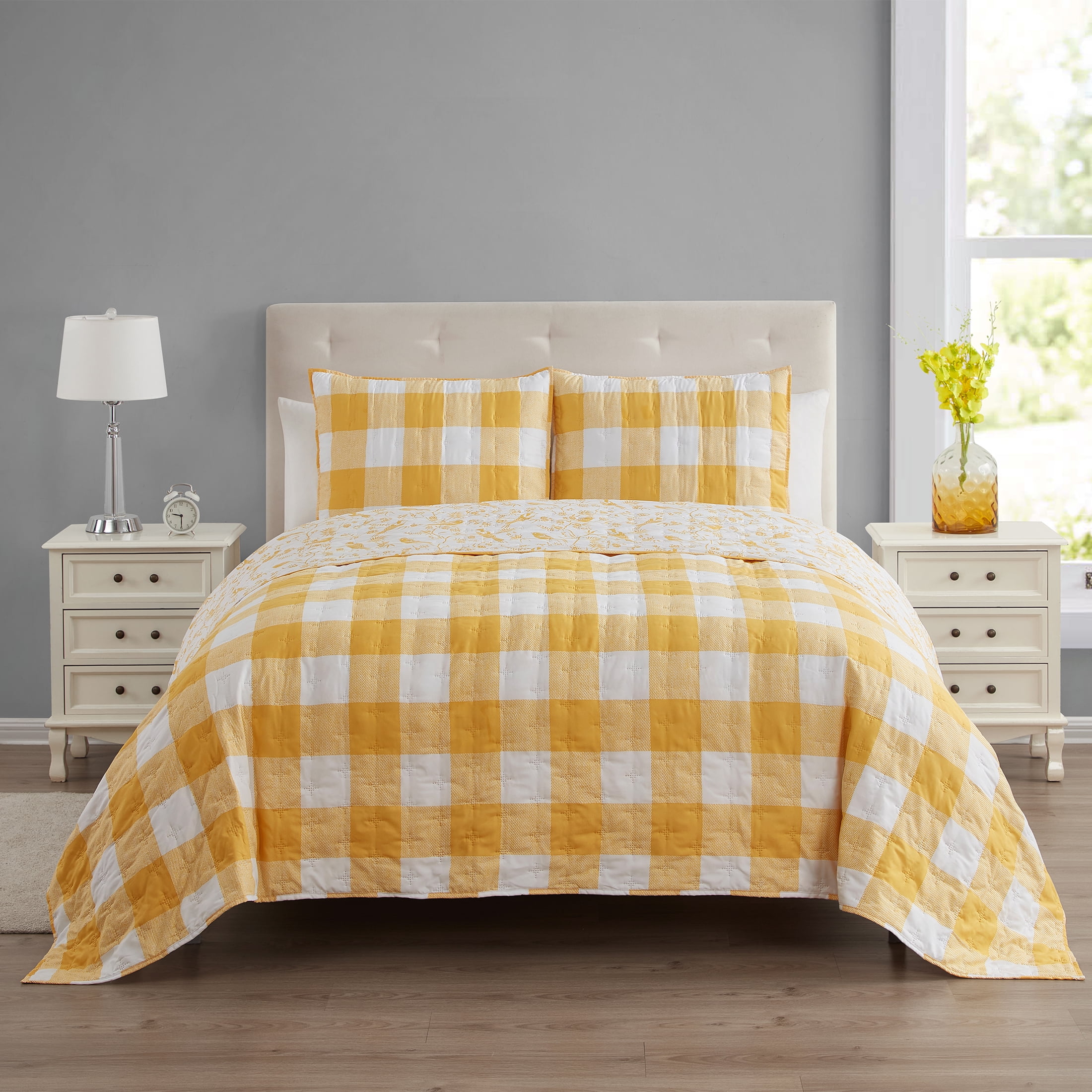 Mainstays Quilt, Full/Queen, Yellow, 4 Piece - Walmart.com