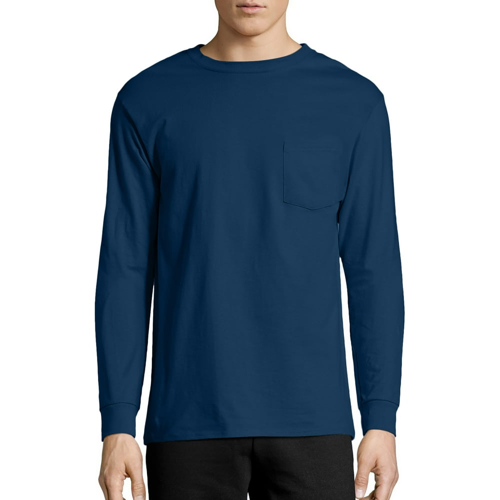 Hanes - Hanes Men's Authentic Long Sleeve Pocket Tee - Walmart.com ...