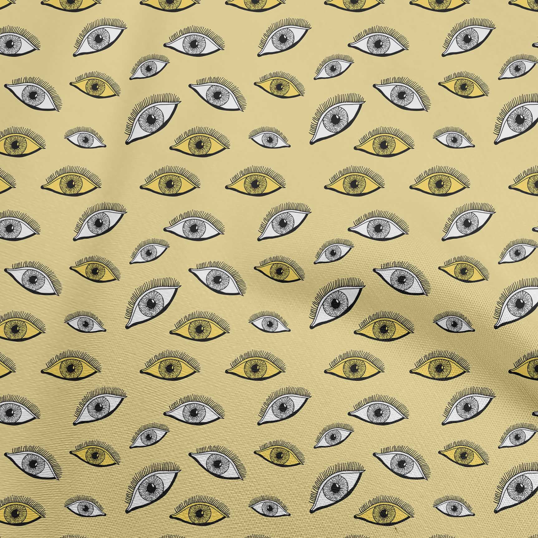 oneOone Viscose Chiffon Beige Fabric Eye Print Fabric For Sewing ...