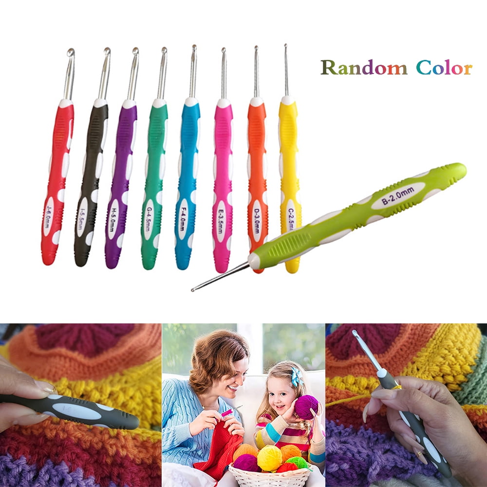 9 Pcs Crochet Needle Set Ergonomic Knitting Needle Set Aluminum Crochet ...