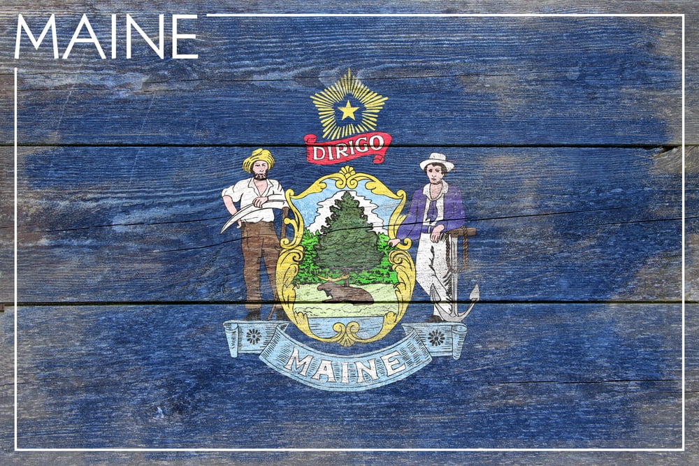 Rustic Maine State Flag (12x18 Wall Art Poster, Room Decor) - Walmart.com