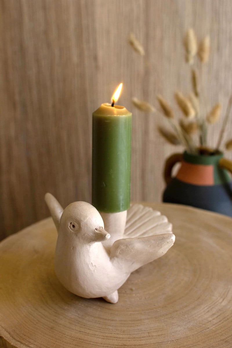 CLAY DOVE TAPER CANDLE HOLDER - CREAM FINISH - Walmart.com