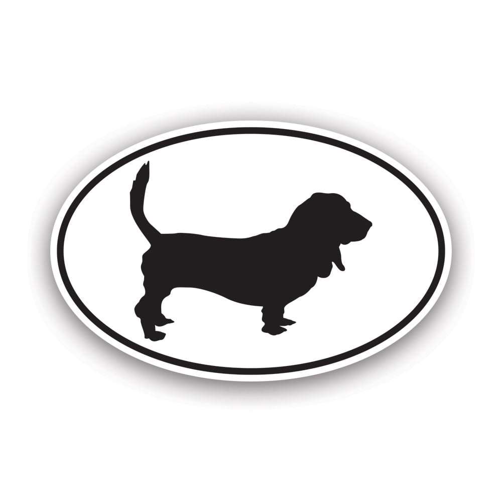 Basset Hound Euro Oval Sticker Decal - Self Adhesive Vinyl ...