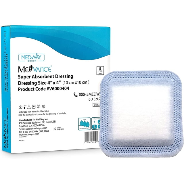 MedVance Super Absorbent Dressing, Non-Adhesive Pads for Wound Care (4 ...