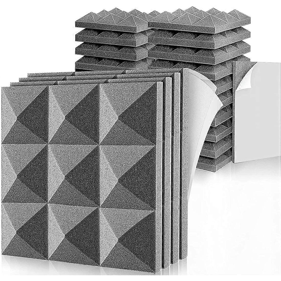 24 Pieces Acoustic Foam Board,Self-Adhesive Sound-Proof Foam Board,Wall ...