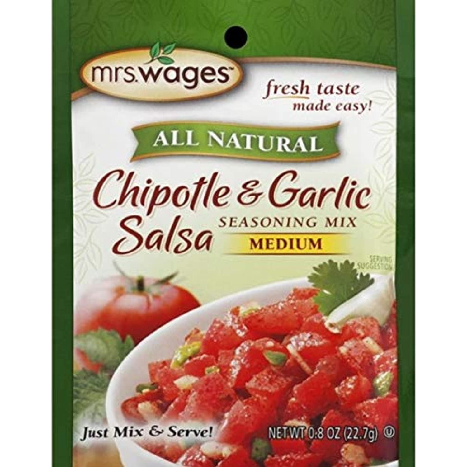 Mrs Wages Mix Instant Salsa Chipotle & Garlic, 0.8 Oz - Walmart.com