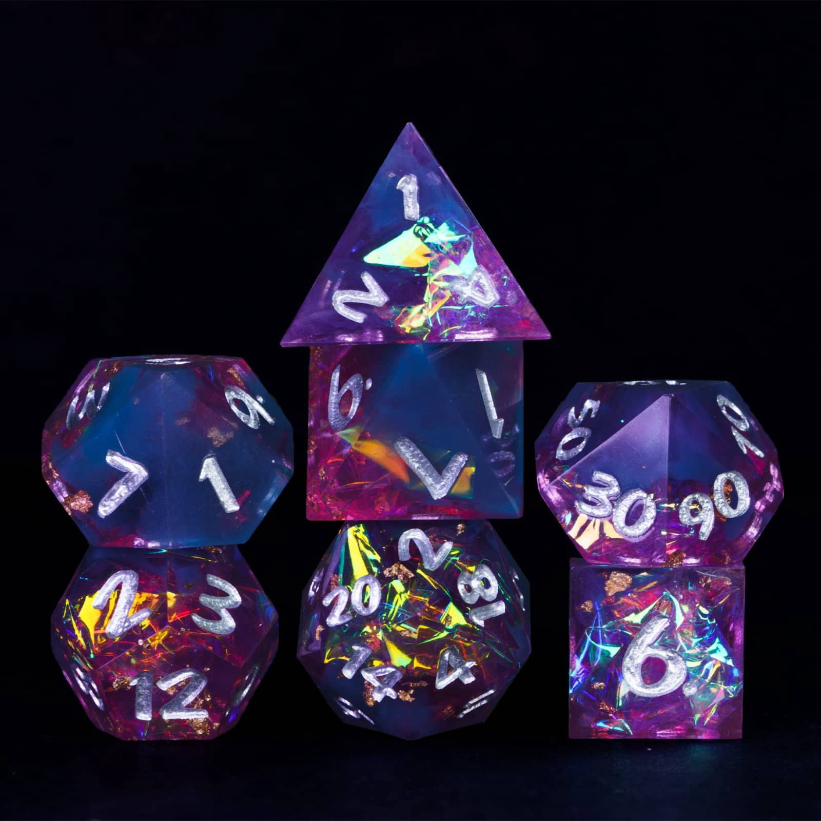 Cusdie 7-Die Sharp Edges DND Dice, Handcrafted Polyhedral Dice Set, for ...