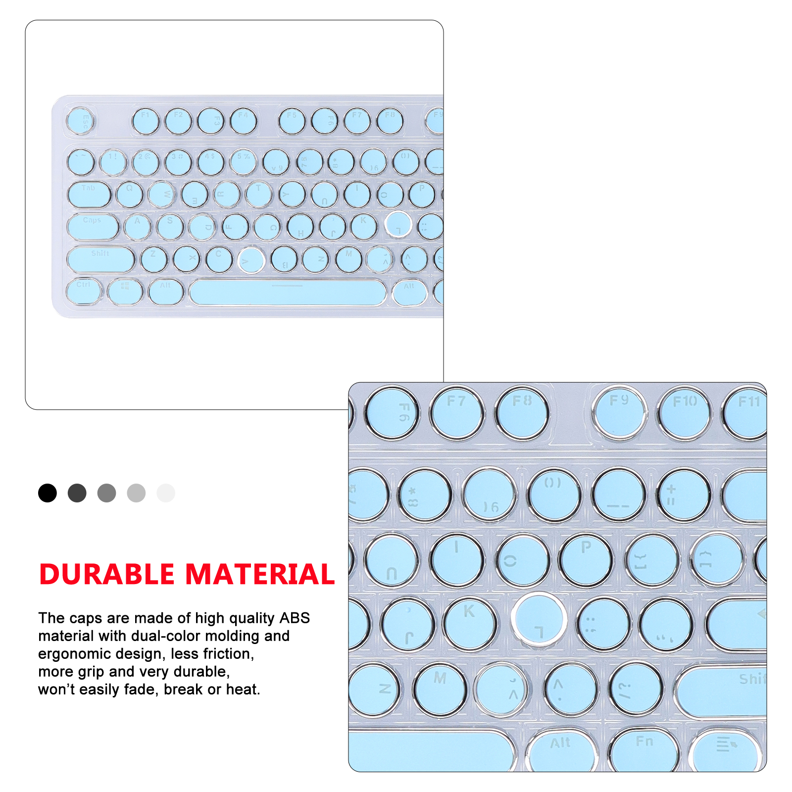 Buy 112Keys Retro Mechanical Keycaps Round Plated Keyboard Caps Punk ...