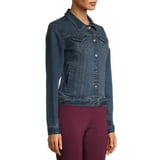 Time and Tru Women's Stretch Denim Jacket Slim Fit, Lightweight ...