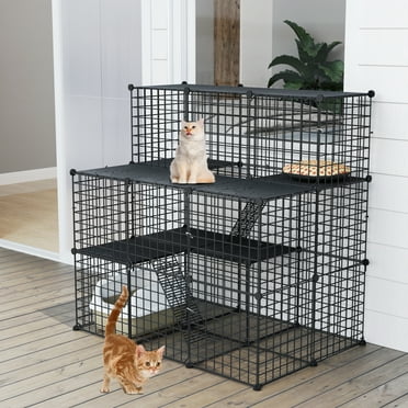 Kittywalk Deck and Patio Outdoor Cat Cage Enclosure, Green, 48" x 18" x ...