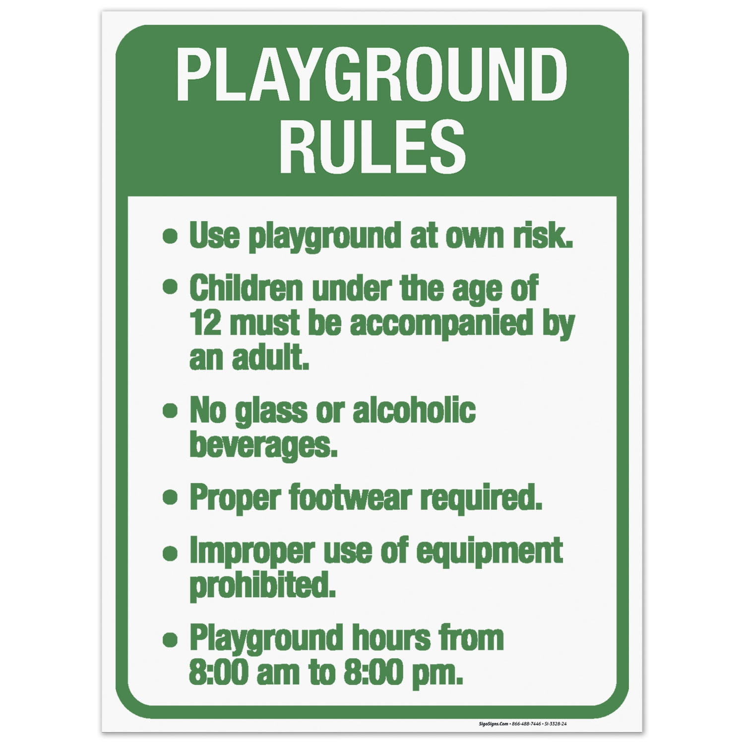 Playground Rules Sign, Traffic Sign, 18x24 Corrugated Plastic - Walmart.com