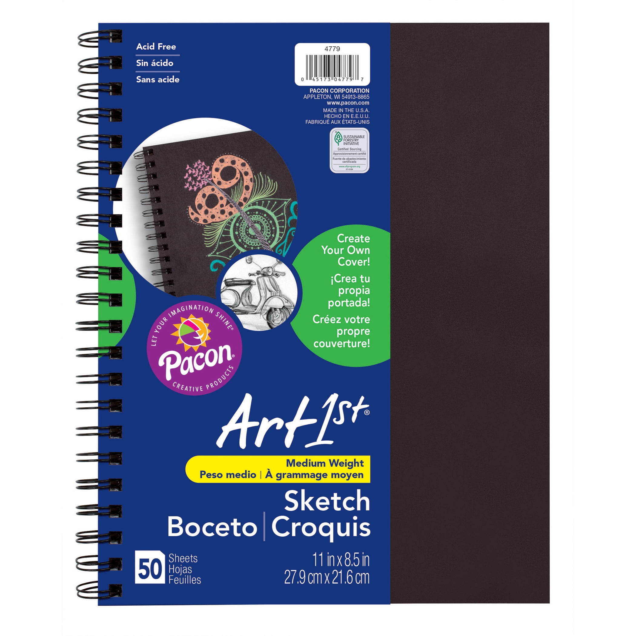 Art1st® Create Your Own Cover Sketch Diary, 11" x 8.5", Black, 3/pkg ...