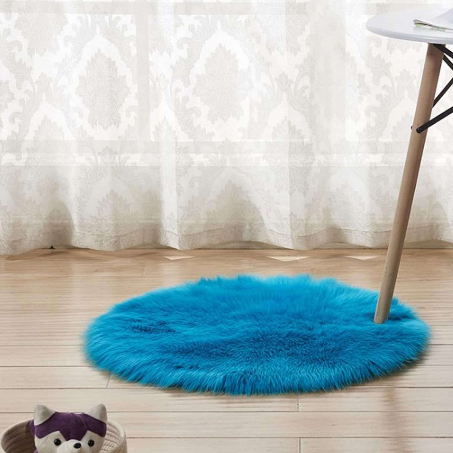 Luxuriously Soft Round Faux Sheepskin Fur Area Rug - Circular Shaggy ...