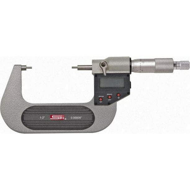 SPI 0 to 1 Inch, 1.26" Throat Depth, Electronic Spline Micrometer 0. ...