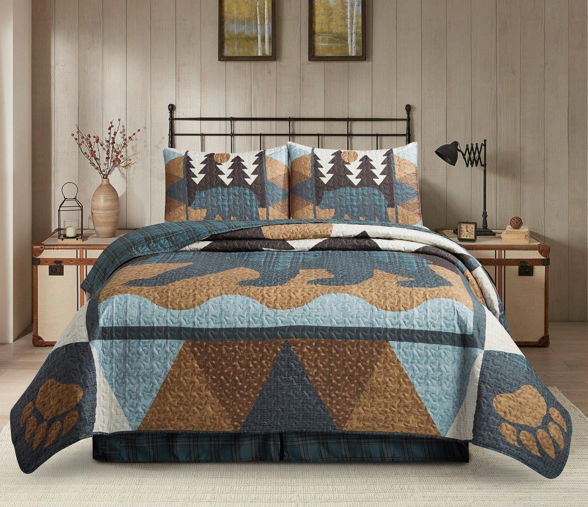 Virah Bella - Patchwork Bear - Lightweight Reversible 3-Piece Lodge ...