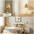 RORIA 18" Curved Gold Table Lamp Set of 2, Touch-Control Three-Level ...
