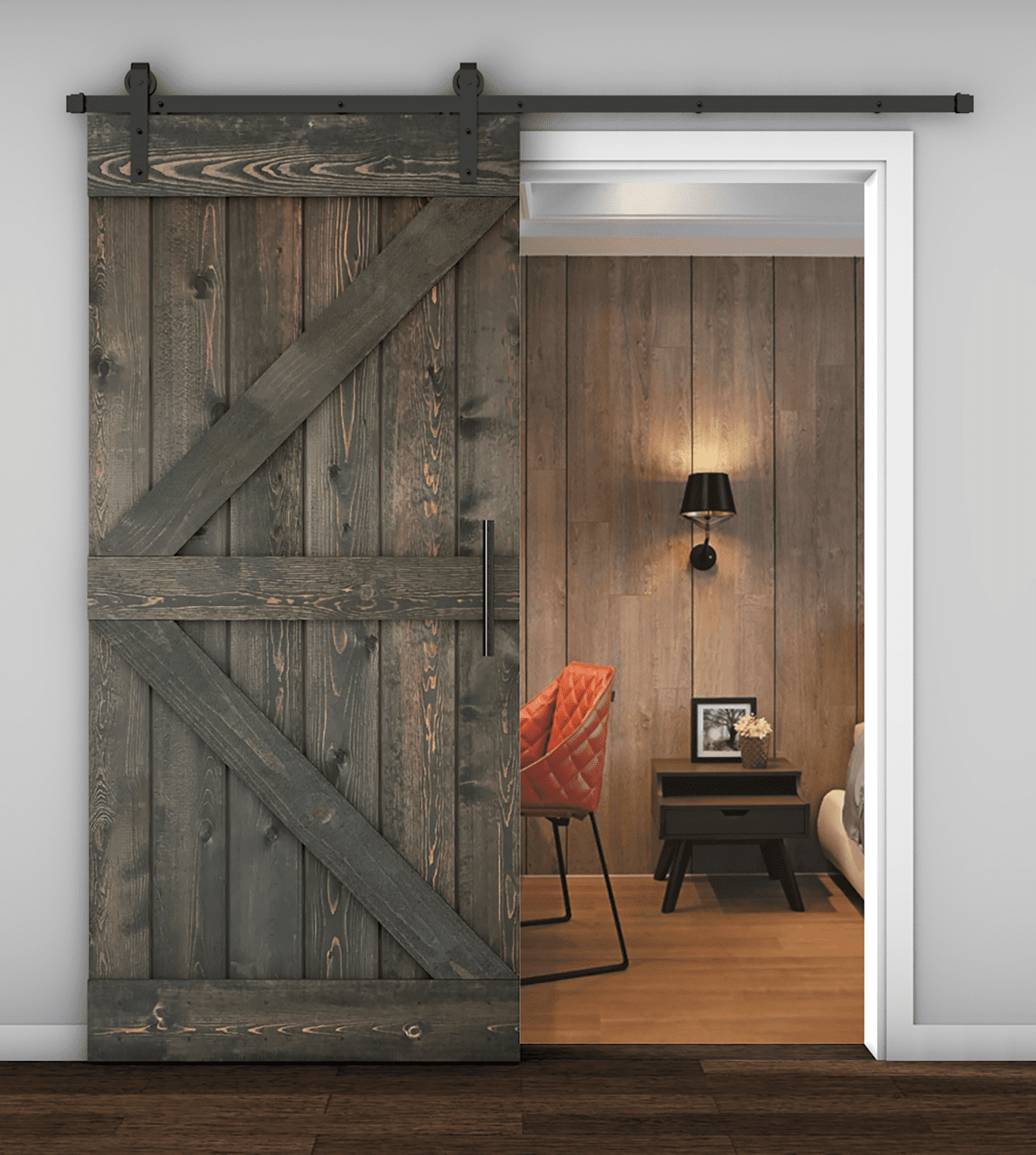 Essencaliy 38in x84in Solid Wood Barn Door, Made-in-USA Farmhouse ...