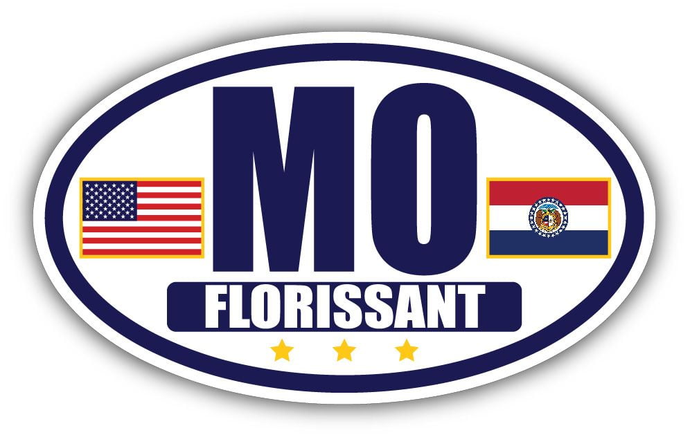 Flag of Missouri / American Flag Oval 3M Vinyl Bumper Sticker Decal ...