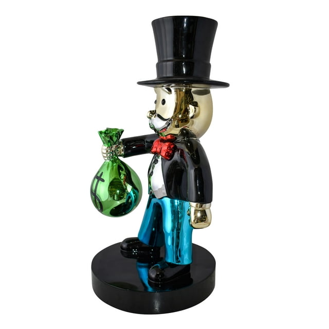 Frowning Monopoly Man Holding Money Bag Resin Statue Large 17" x 15" x ...