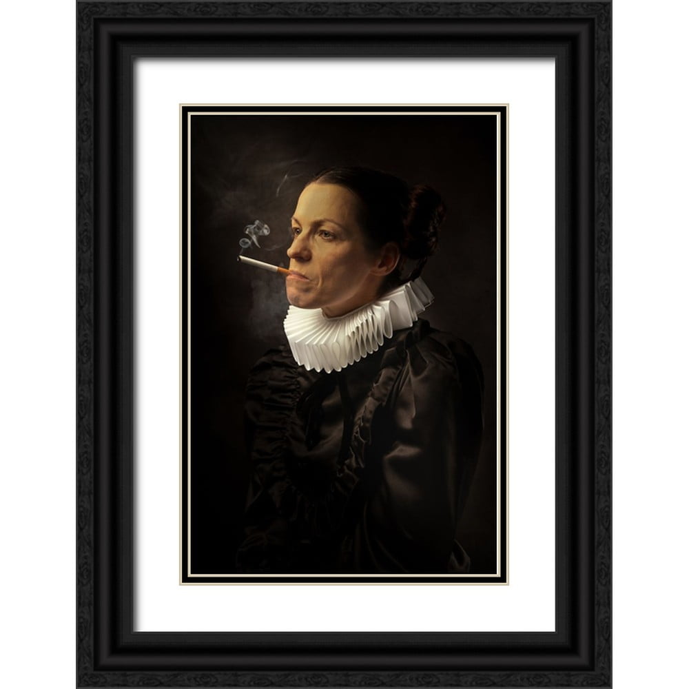 Mayathara 17x24 Black Ornate Wood Framed with Double Matting Museum Art ...