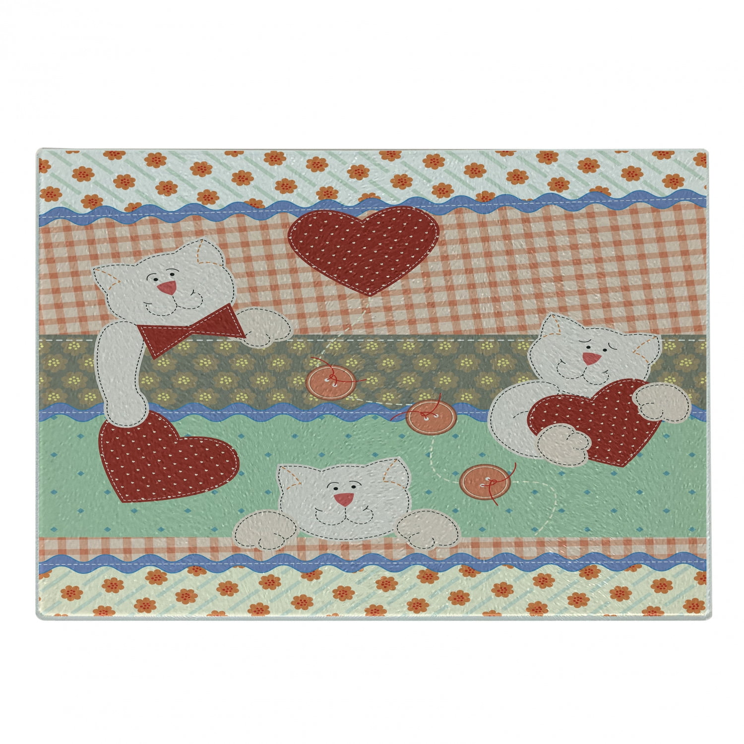 Shabby Flora Cutting Board, Funny Teddy Bears with Hearts in Patchwork ...