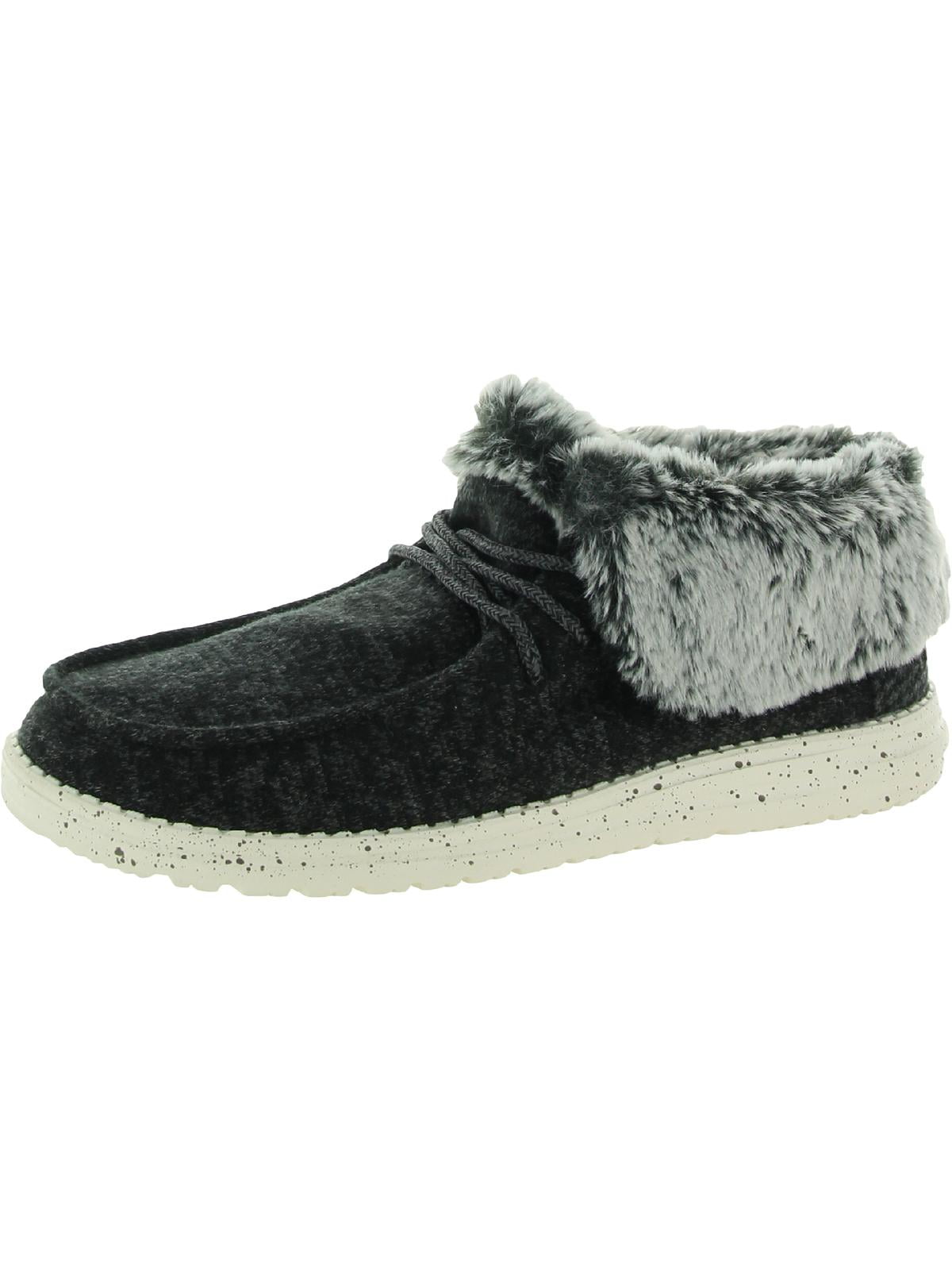 Hey Dude Womens Britt Canvas Faux Fur Booties - Walmart.com
