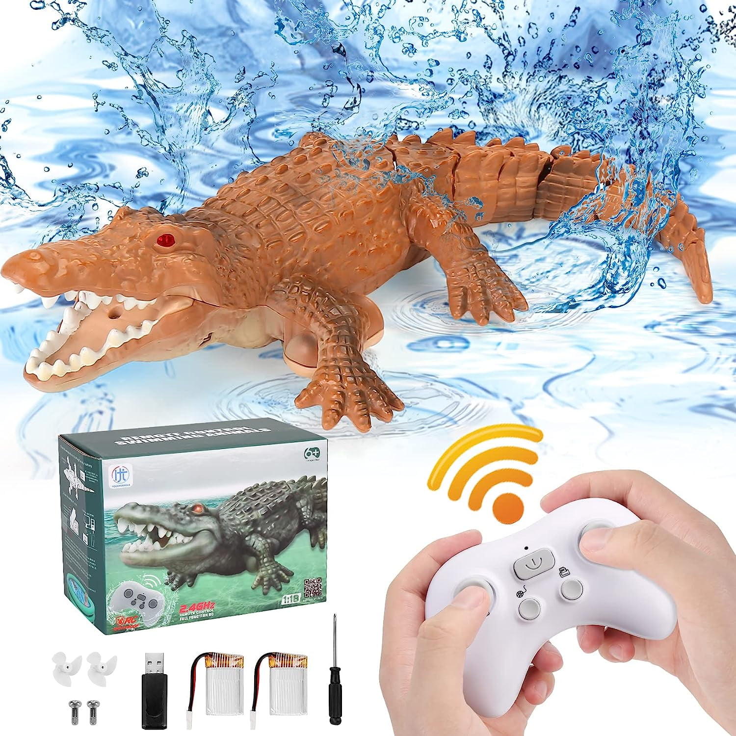 SSAWcasa 2.4GHz Remote Control Crocodile Toy RC Boat for Kids Aged 6 ...