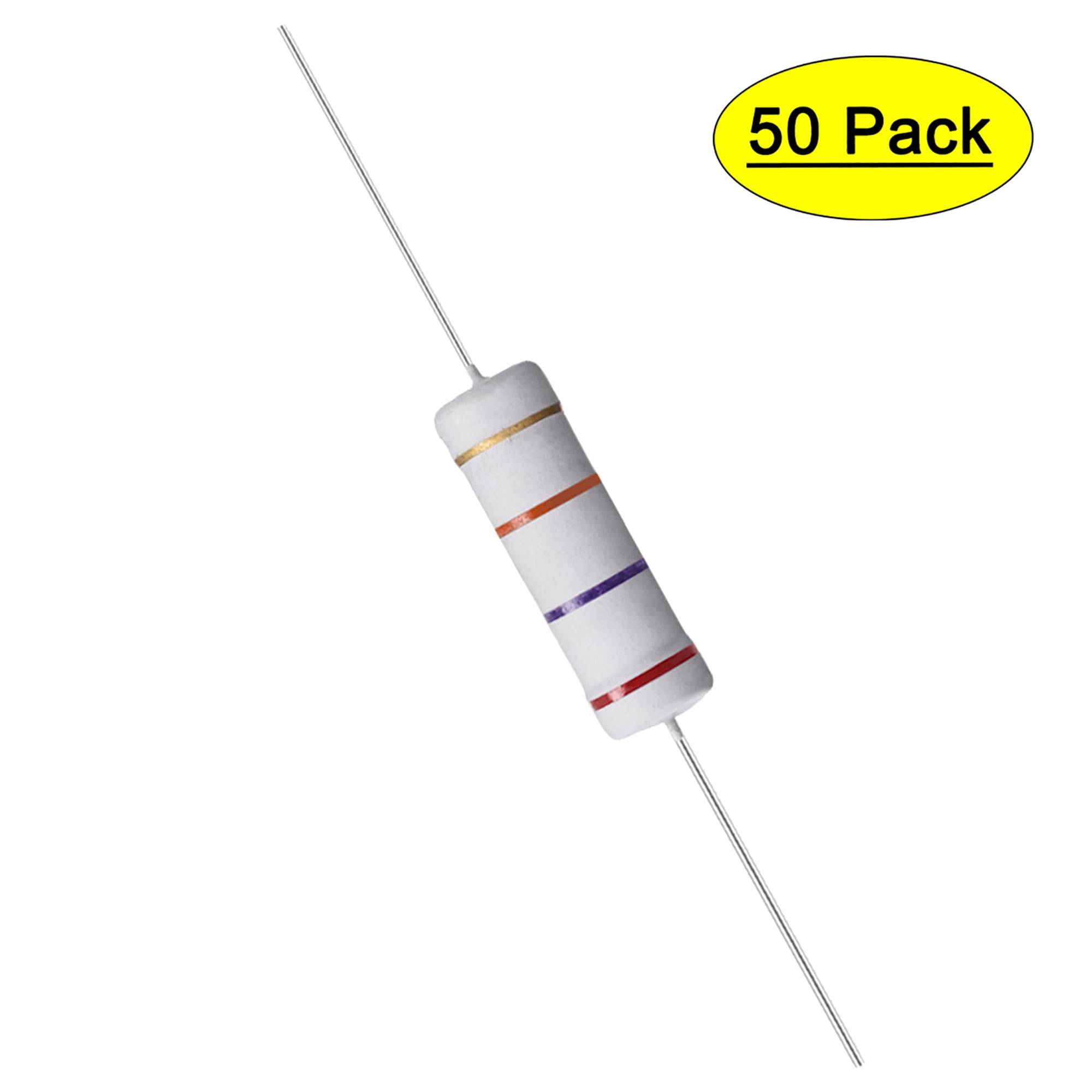 Uxcell 27K Ohm 5W ±5% Tolerance Axile Lead Metal Oxide Film Resistor 50 ...