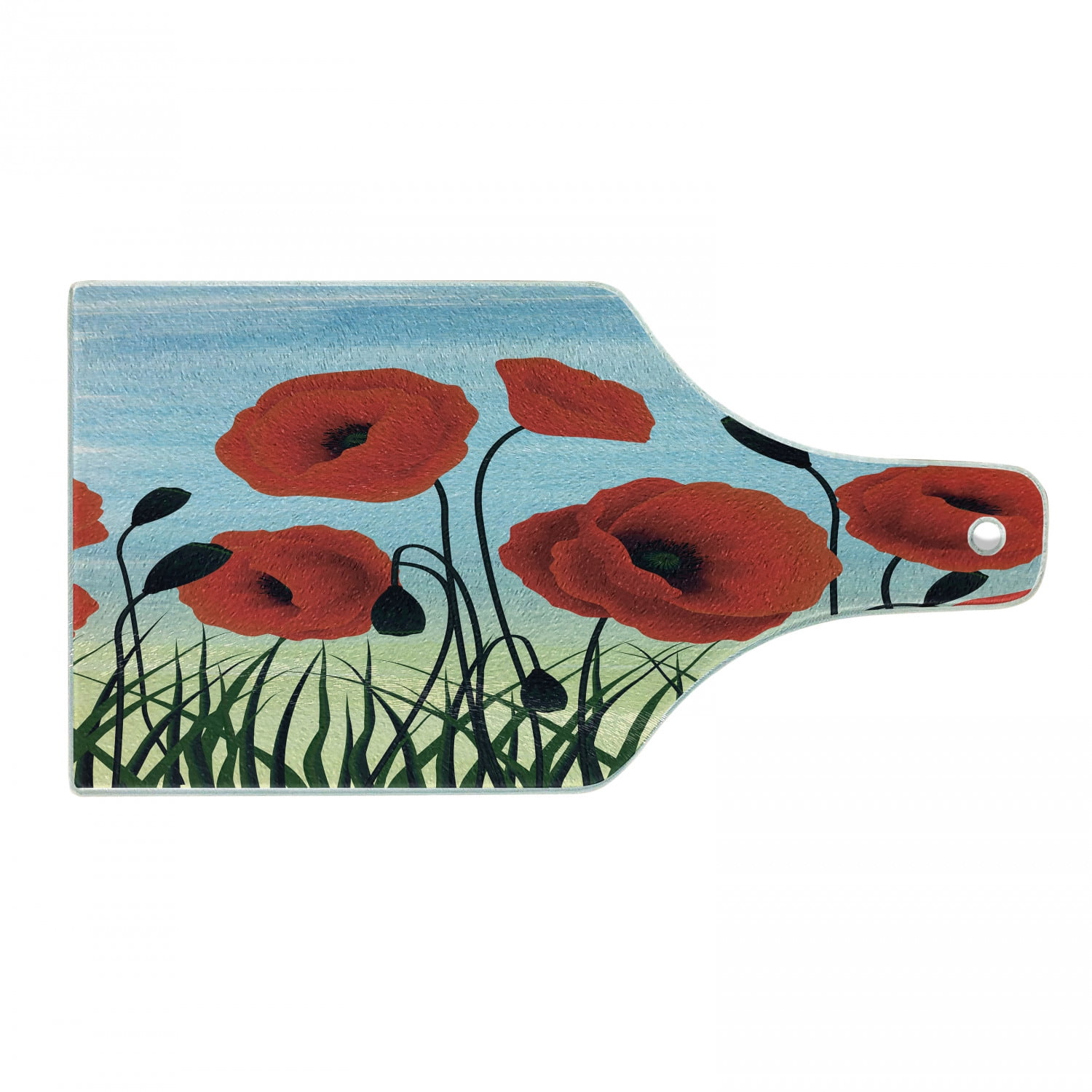 Poppy Cutting Board, Digitally Generated Floral Graphic with Grass and ...