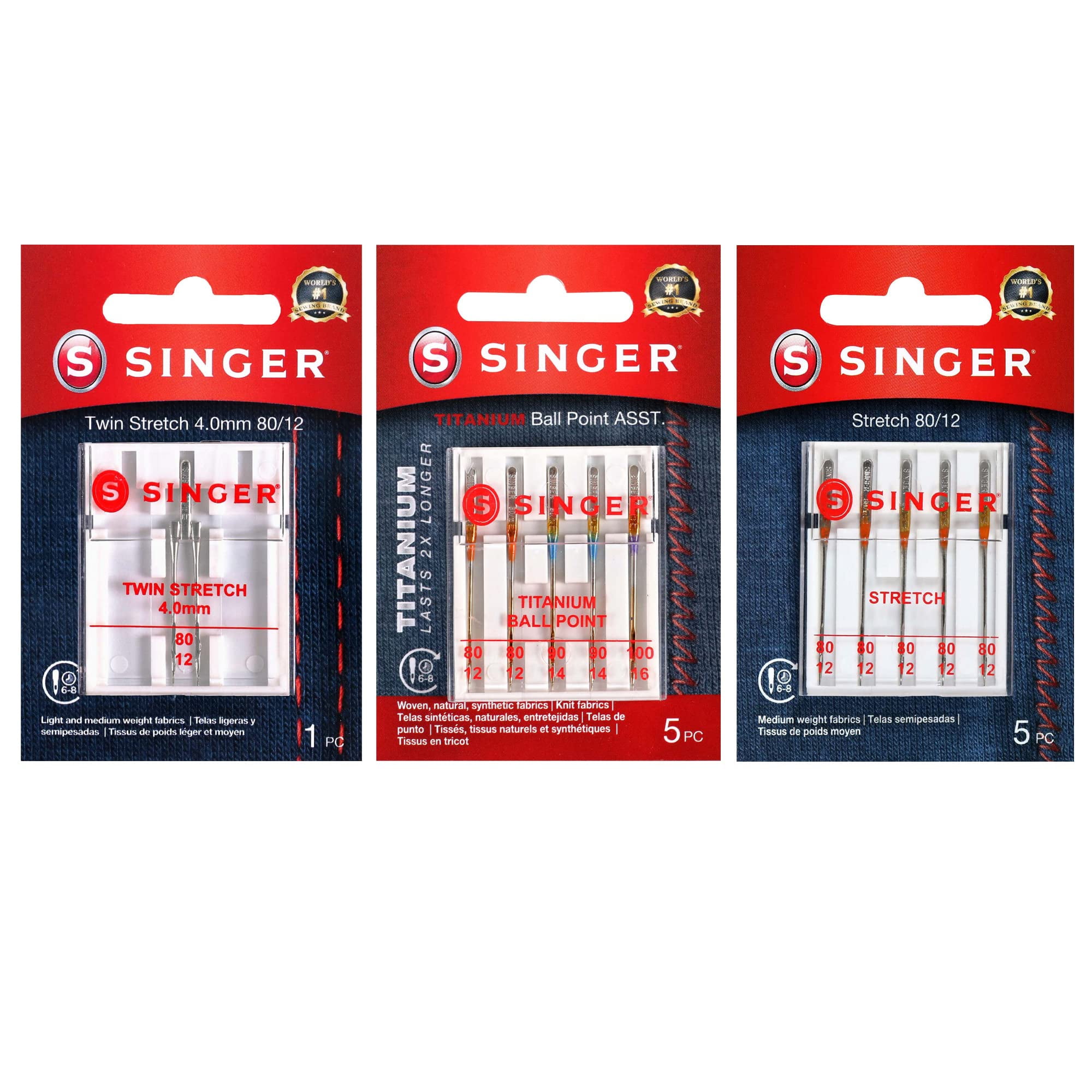 Juego de agujas para máquina de coser SINGER Assorted Stretch, 11 ...