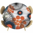 Abstract Boho Flower Orange Color Block Round Fitted Tablecloth with ...