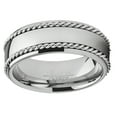 Metal Masters Tungsten Carbide Wedding Band Mens Ring Braided Stainless Steel Cable Inlay 7.5 ...