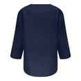 Lzobxe Women's Tops Casual 3/4 Sleeve Button Round Neck Solid Blouse ...