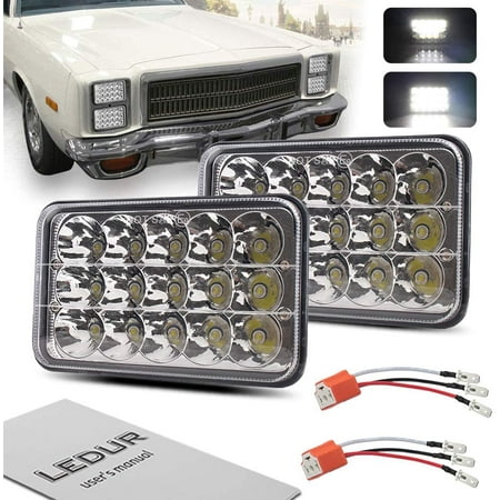 4x6 Inch LED Headlights Rectangular Hi/Lo Beam 6x4 Conversion Kit Dot ...