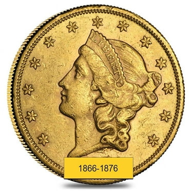 $20 Gold Double Eagle Liberty Head Type II - Almost Uncirculated AU (Random Year, 1866-1876 ...