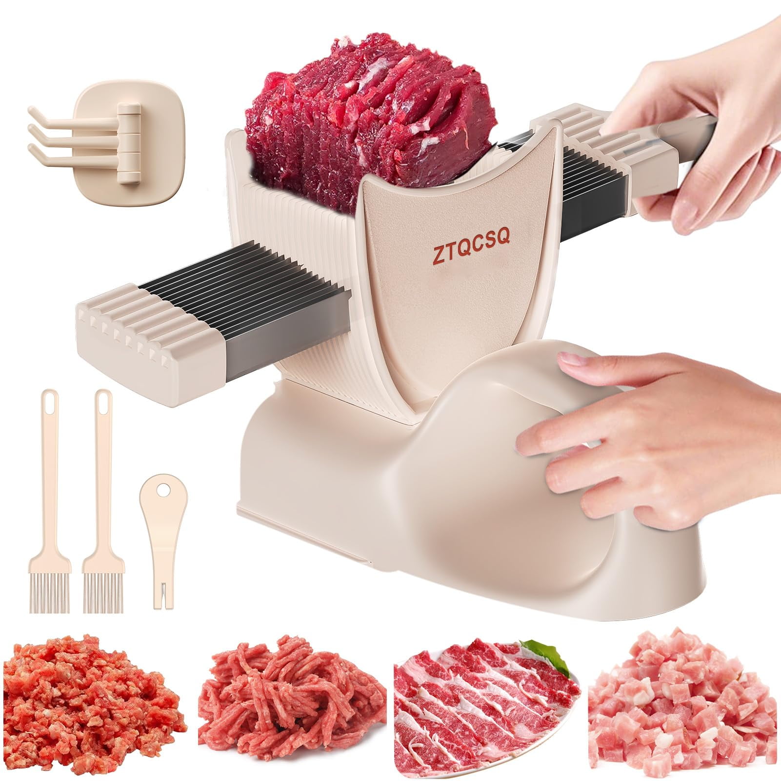 ZTQCSQ 2025 Meat Slicer for Fresh Raw Meat (Steady Grip), 17 in 1 ...
